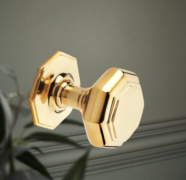 Octagonal Door Knobs - Brass